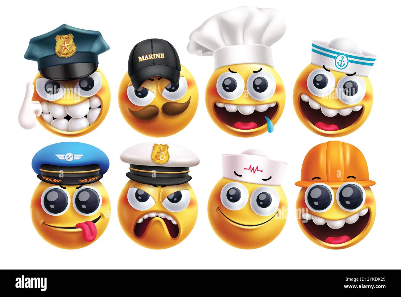 Emoji profession characters vector set. Emojis job character like ...