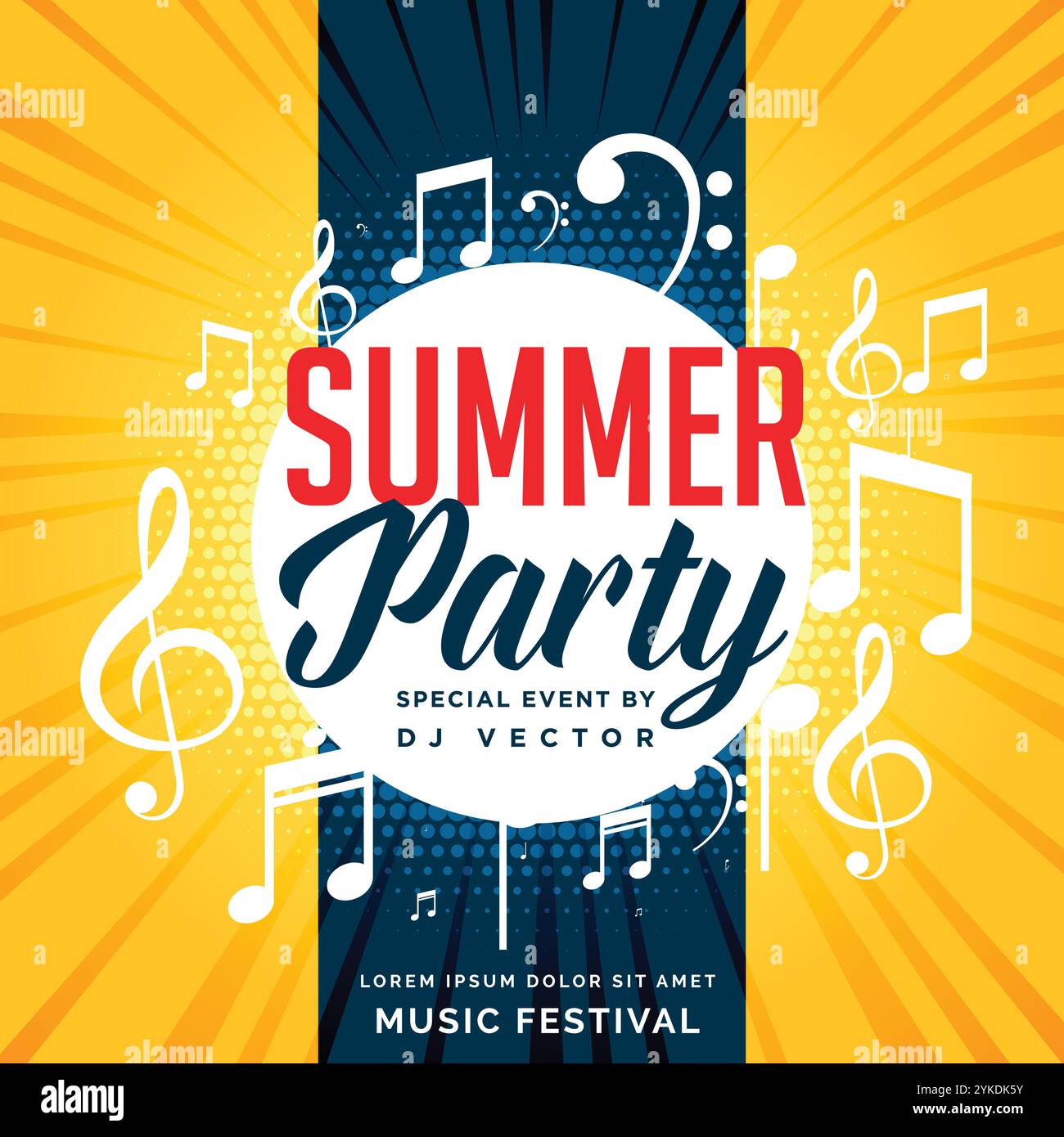 summer party flyer design with music notes Stock Vector Image & Art - Alamy