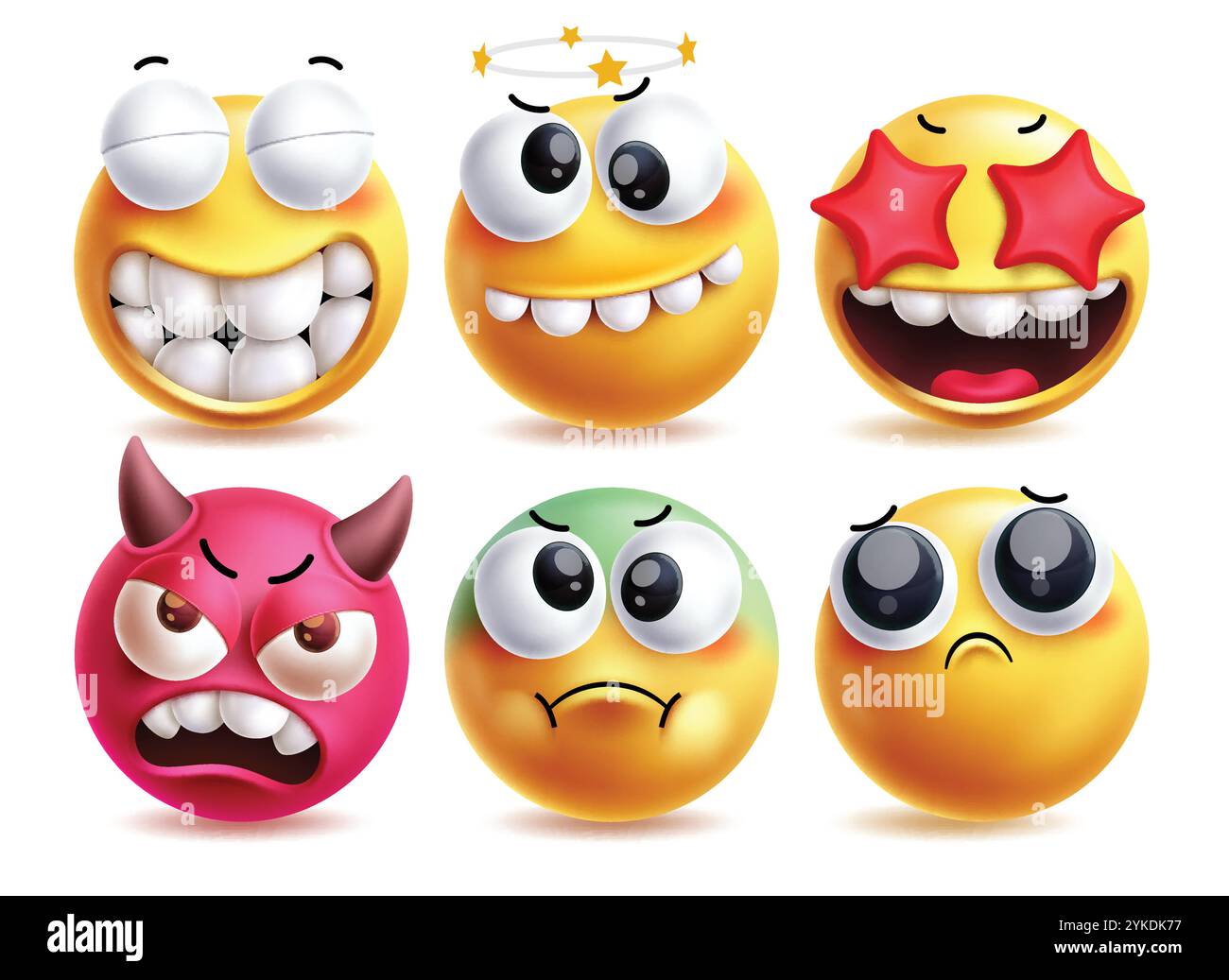 Star eyes emoji vector characters set. Clip art emojis in funny, dizzy ...