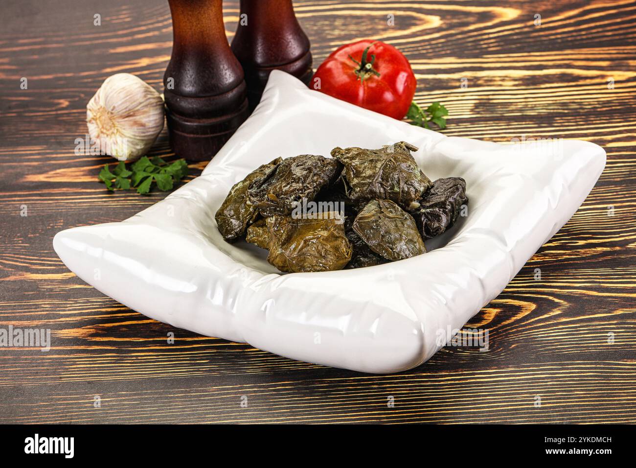 Stuffed dolma - various meat in grape leaves Stock Photo - Alamy