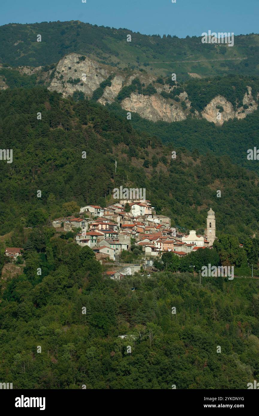 The hillside village of Andagna taken from Triora, Liguria, Italy Stock ...