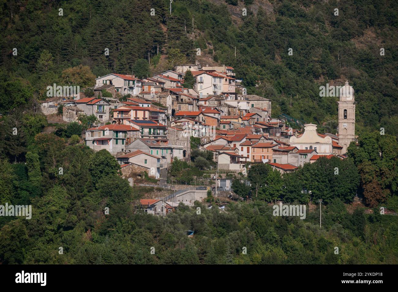 The hillside village of Andagna taken from Triora, Liguria, Italy Stock ...