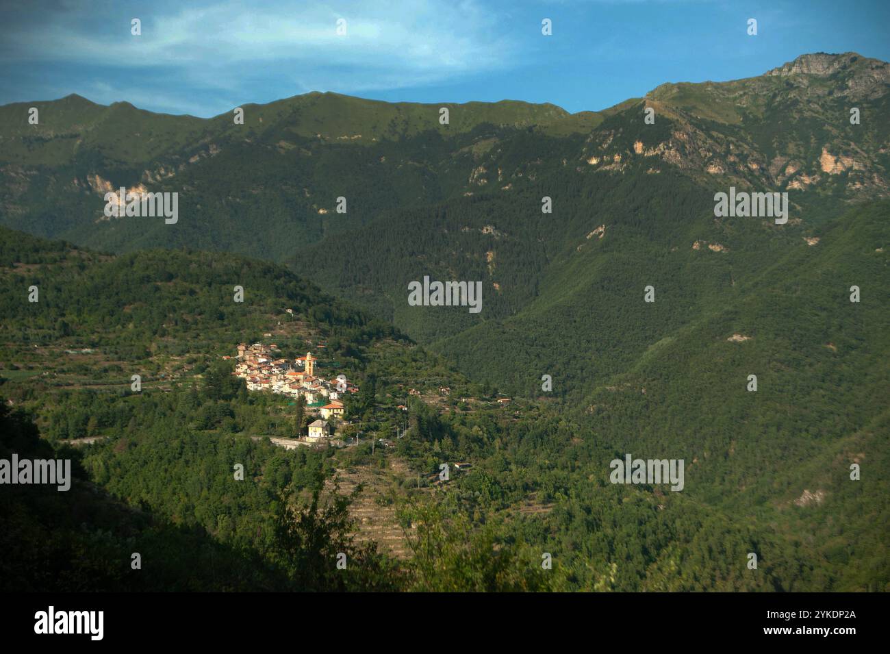 The hillside village of Corte taken from Triora, Liguria, Italy Stock ...