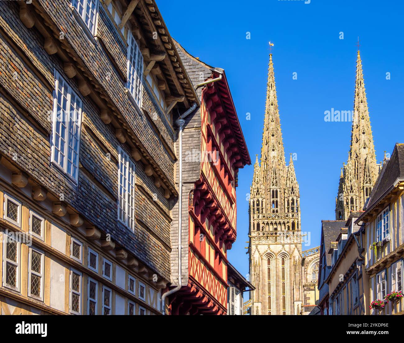 A picturesque street scene featuring historic buildings with unique ...