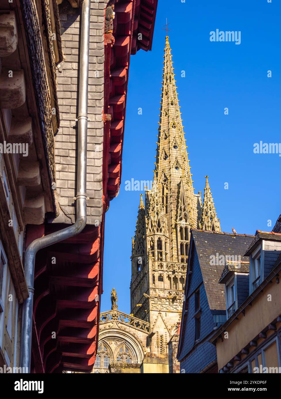 A picturesque street scene featuring historic buildings with unique ...
