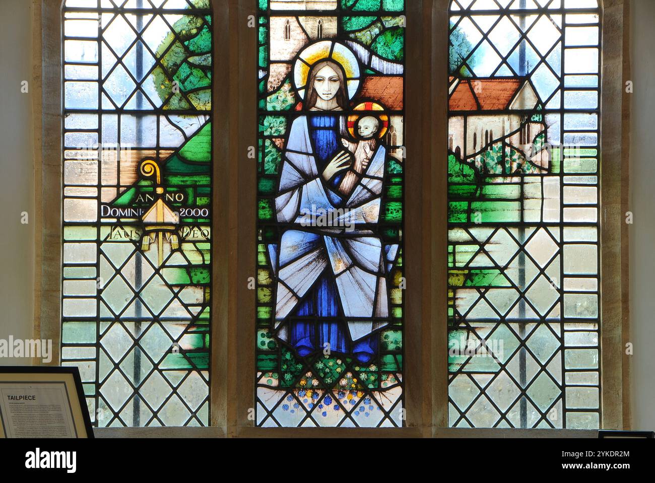 Nativity scene in stained glass in St.Mary's church, Stoke Abbott ...
