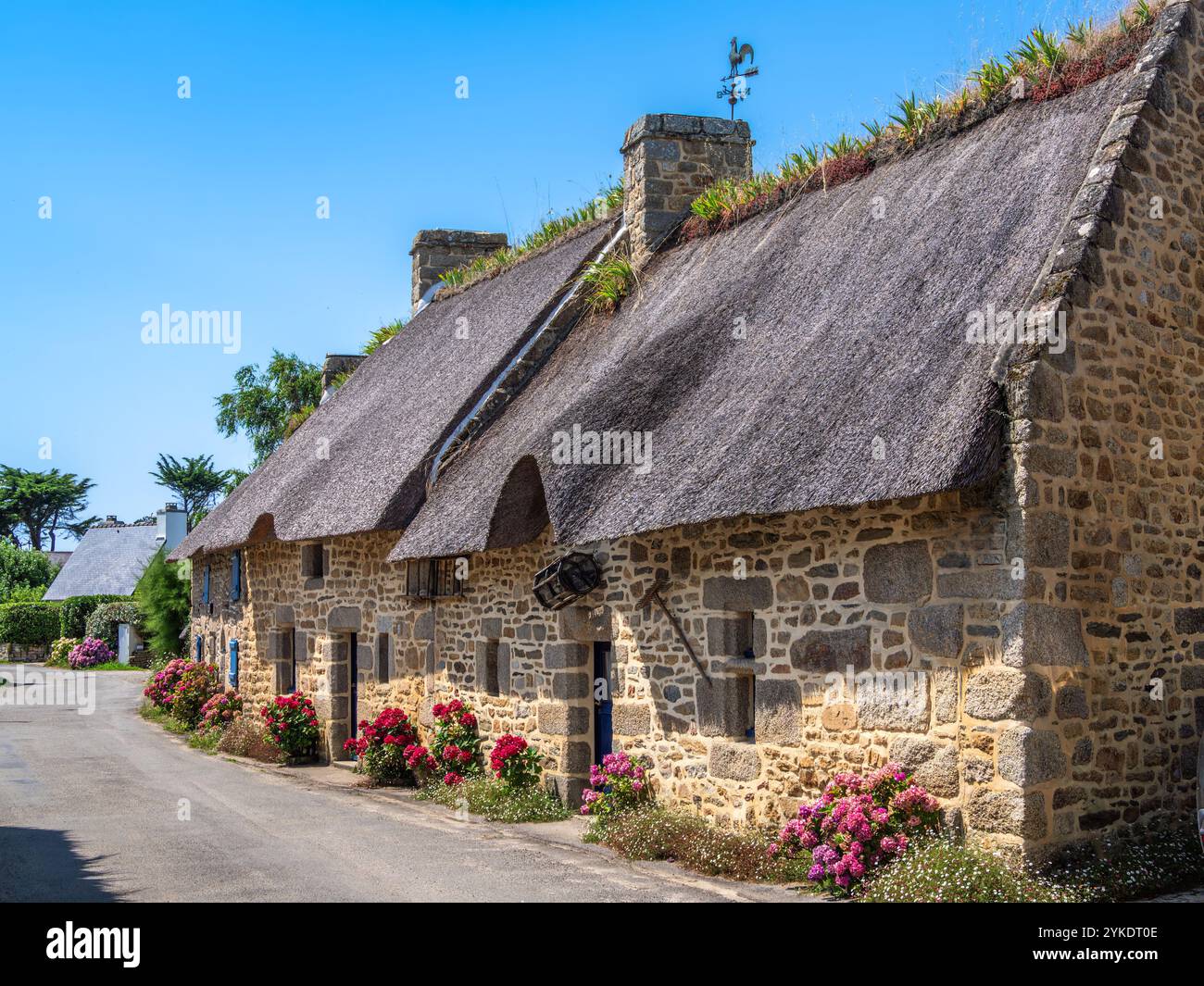 Charming breton Stone Cottages with Thatched Roof in the traditional ...