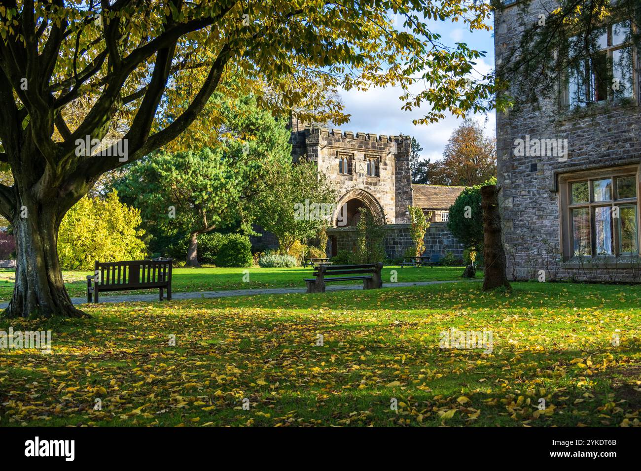 Autumn colours inside the ruins of 14th Century Whalley Abbey ...
