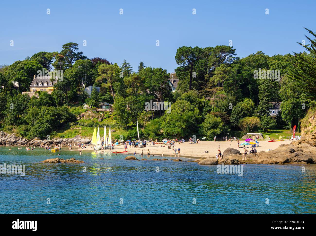 Port Manech, France - July 29, 2024: Plage de Port Manech beach at the ...