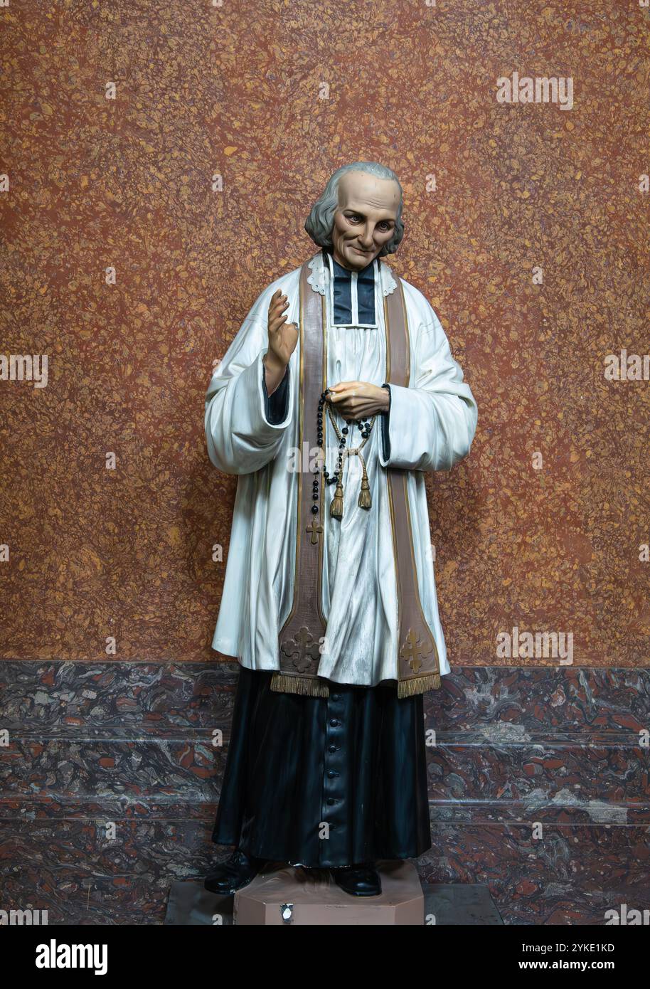 Rennes, France - July 26, 2024: Statue of saint Jean Marie Vianney ...