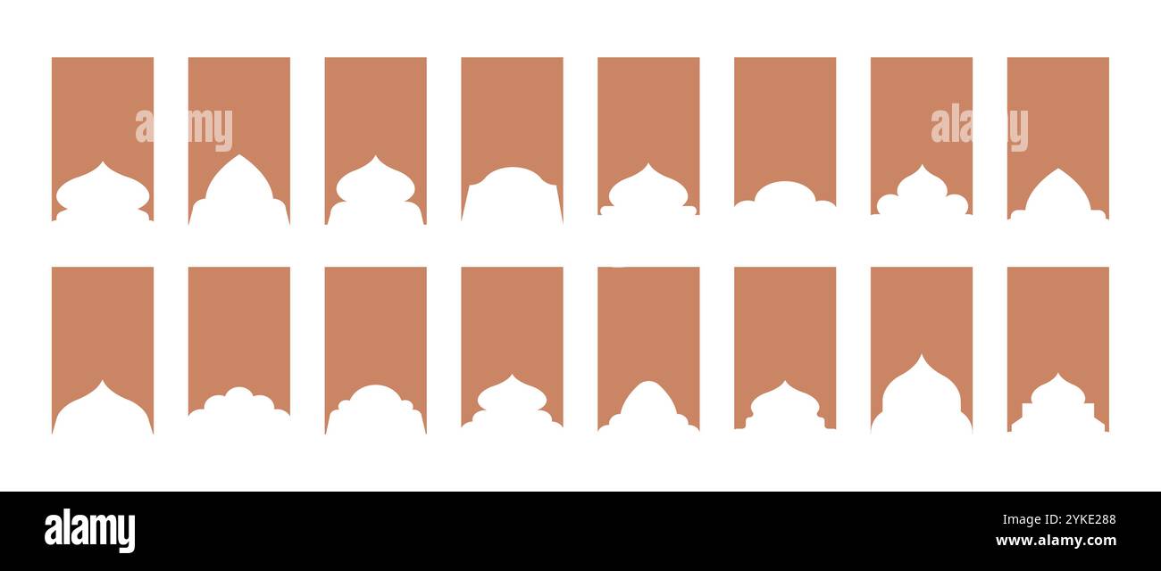 Islamic frames. Set of beige Arabian borders on white background ...