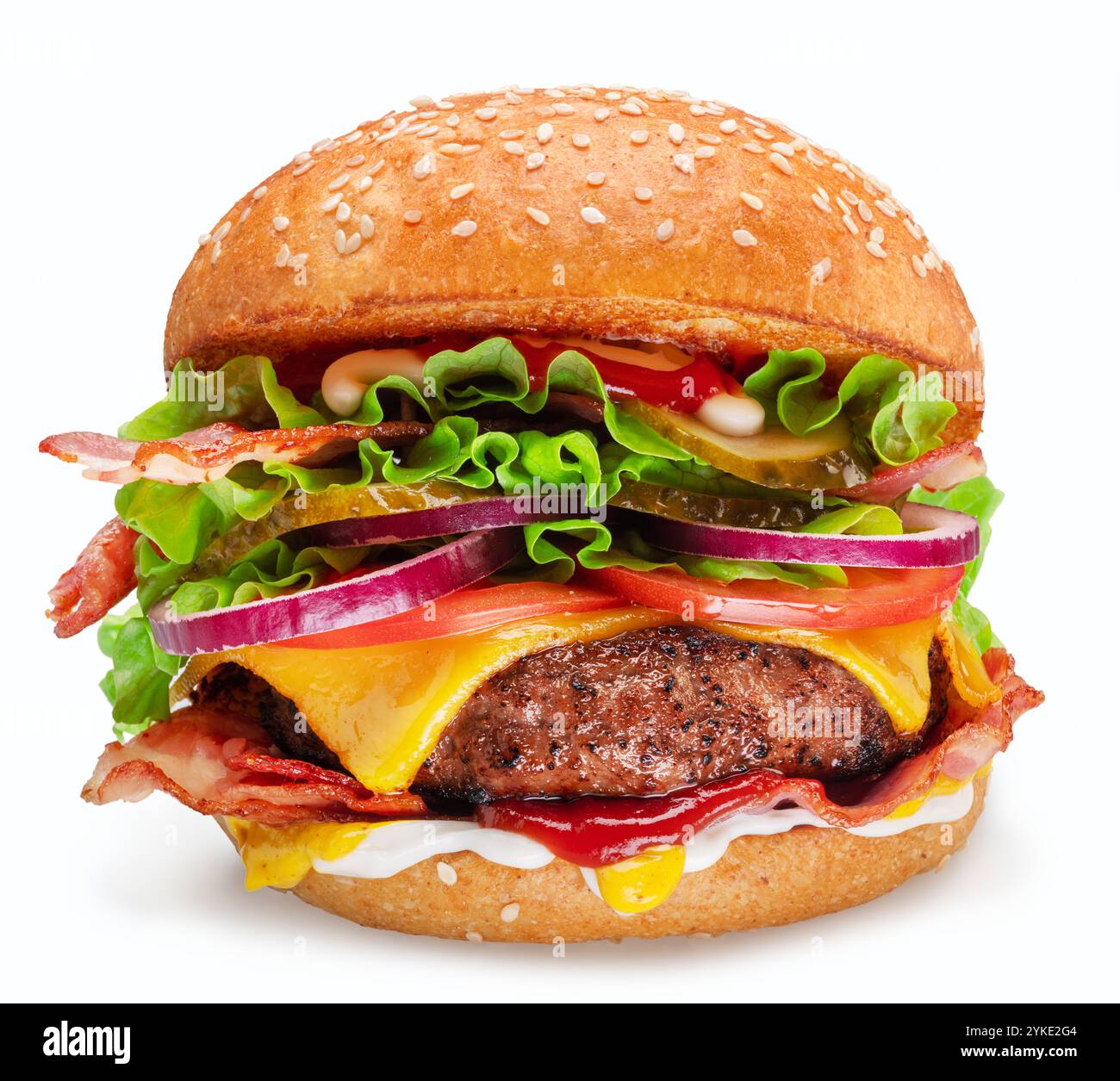 Tasty cheeseburger isolated on white background. File contains clipping ...