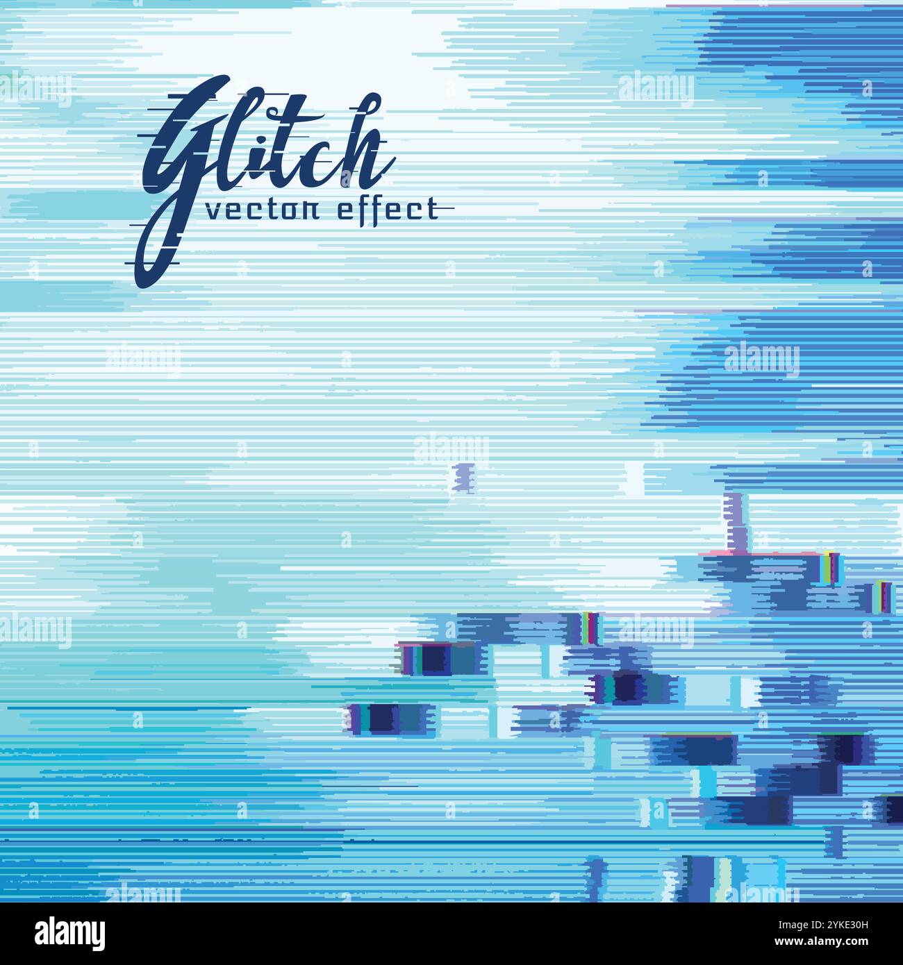 blue glitch error background with distorted background Stock Vector ...