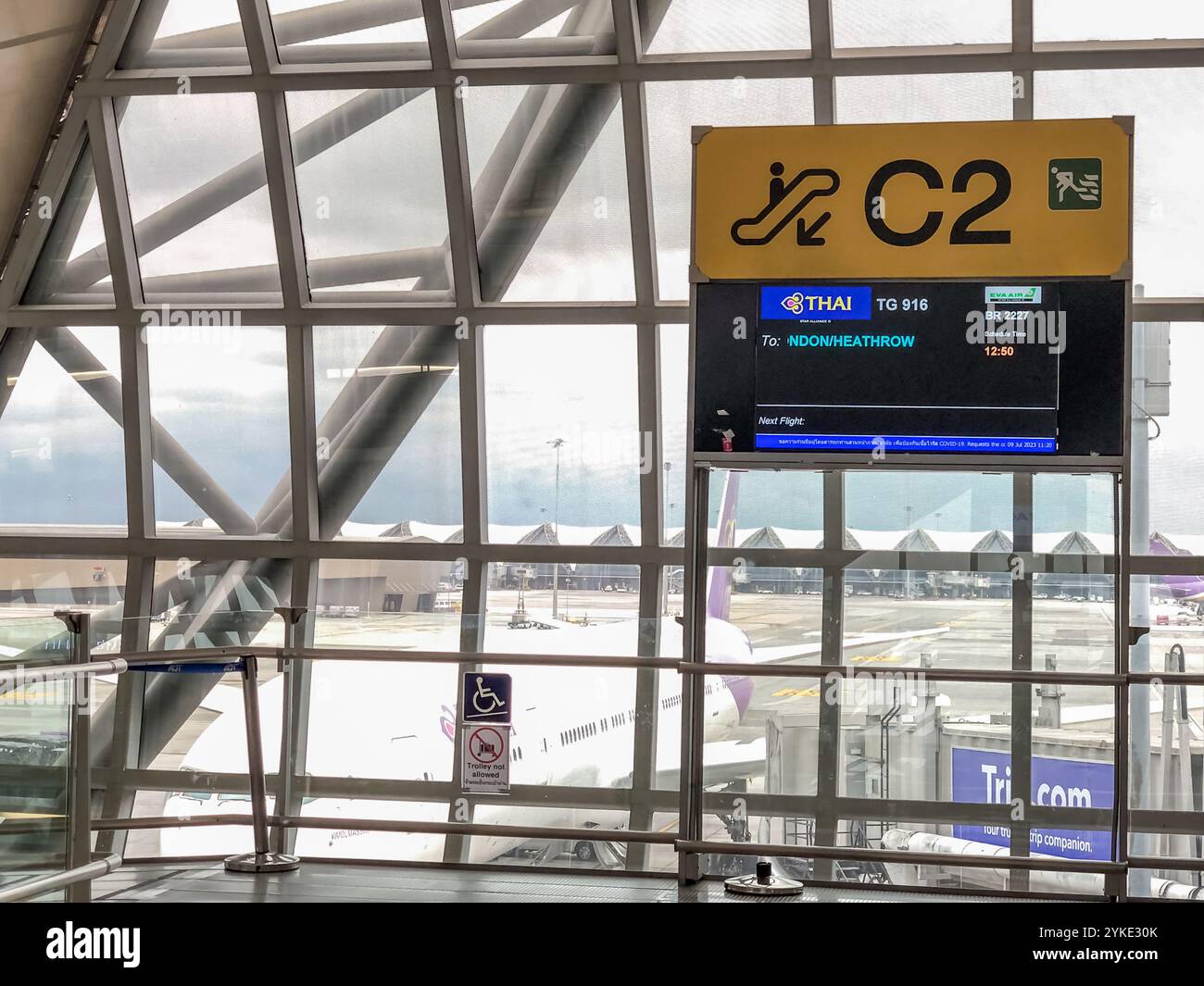 Bangkok, Thailand - 9 July 2023, Suvarnabhumi Airport Gate C2 ...