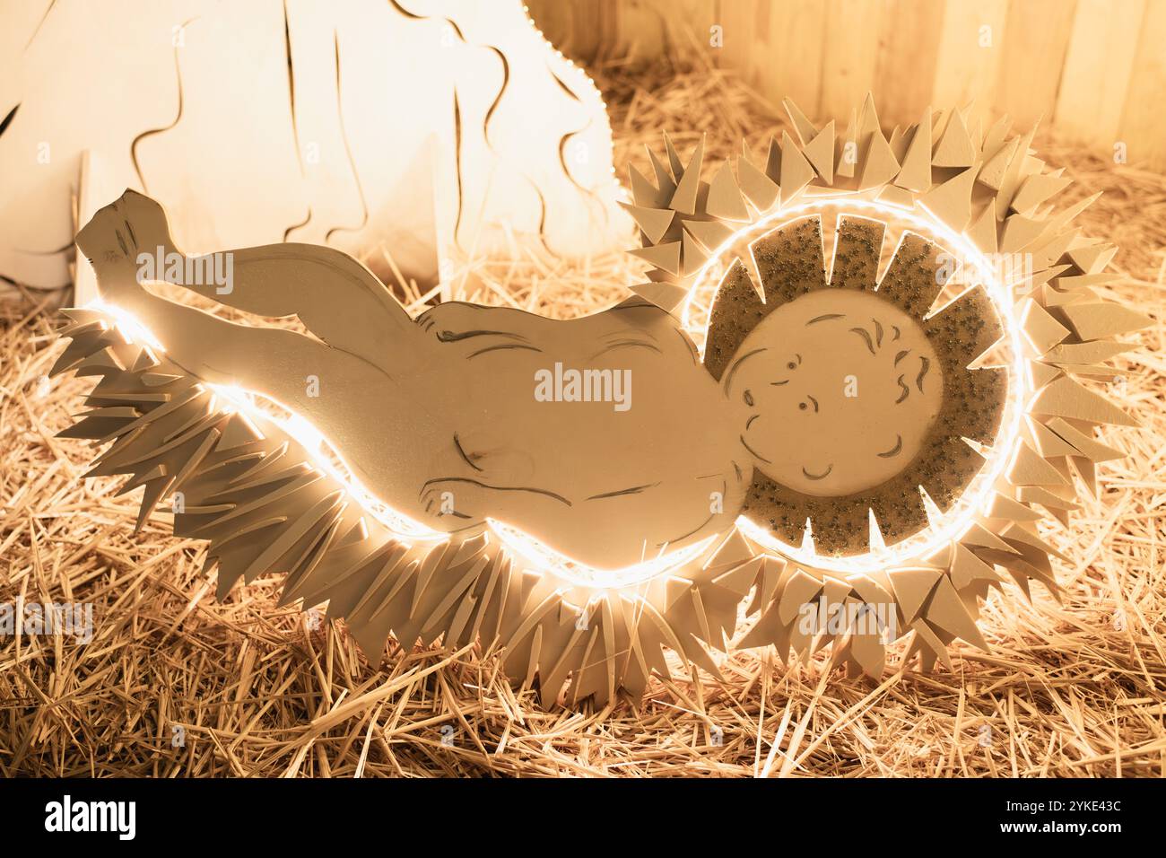 Baby Jesus laying in a cradle Stock Photo - Alamy