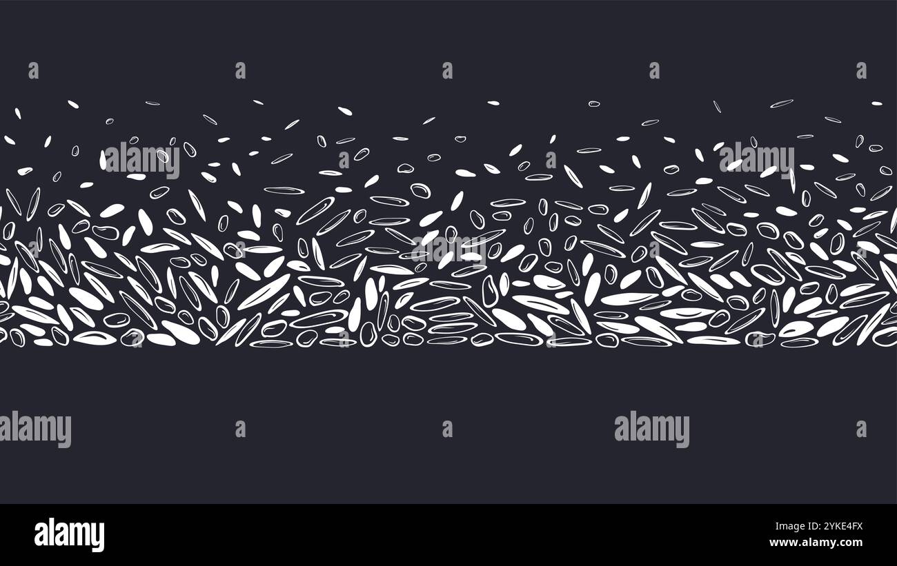 Texture grains border. Vector seamless pattern on black background ...