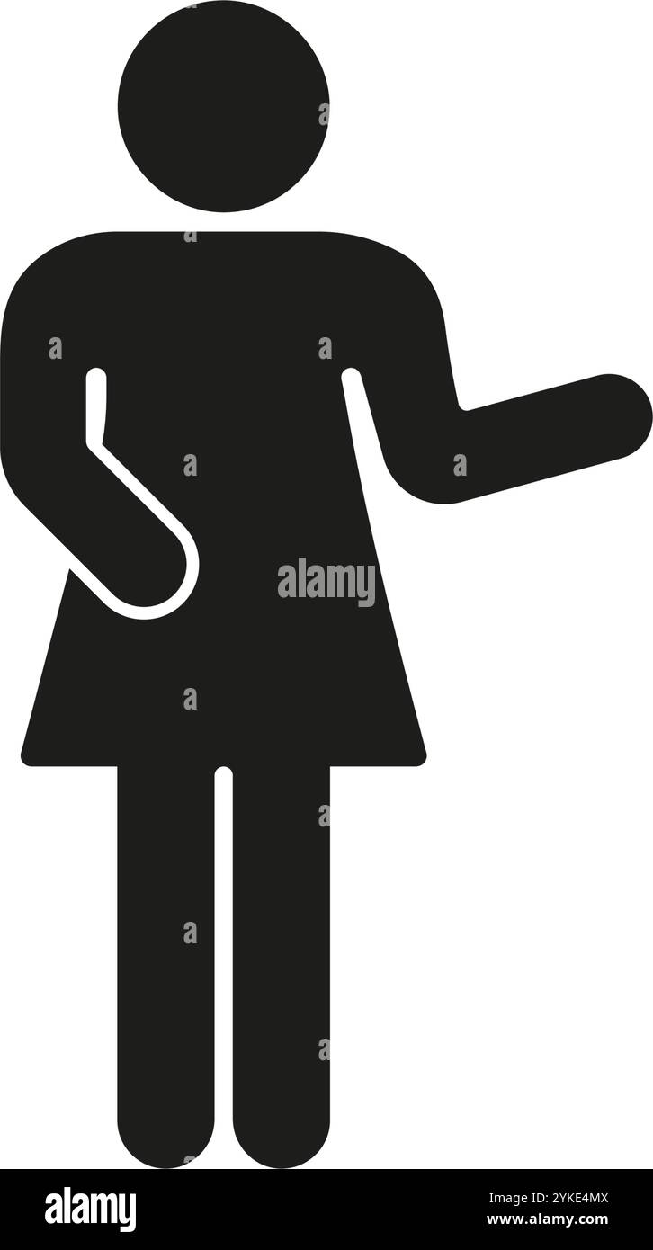 Human Figure Making Pointing Gesture Icon. Woman Presenting with Hand ...