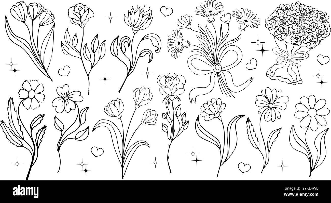 Bouquets flowers on flower Black and White Stock Photos & Images - Alamy