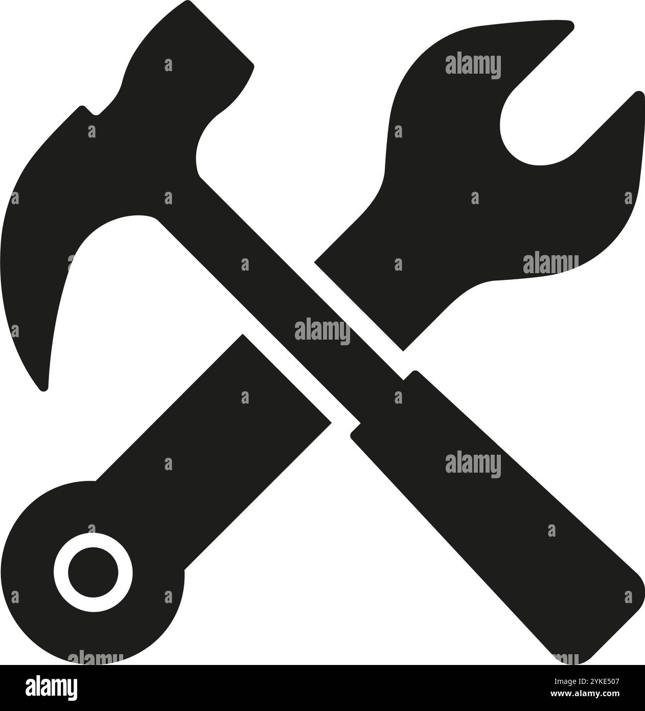 Hammer and Wrench Silhouette Icon for Construction and Repair Services ...
