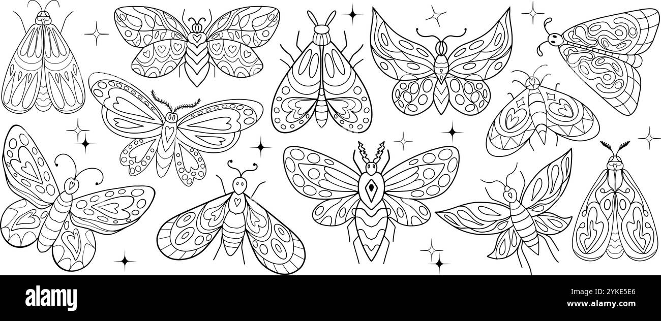Butterflies vector set. moth butterfly. Collection of vintage elegant ...