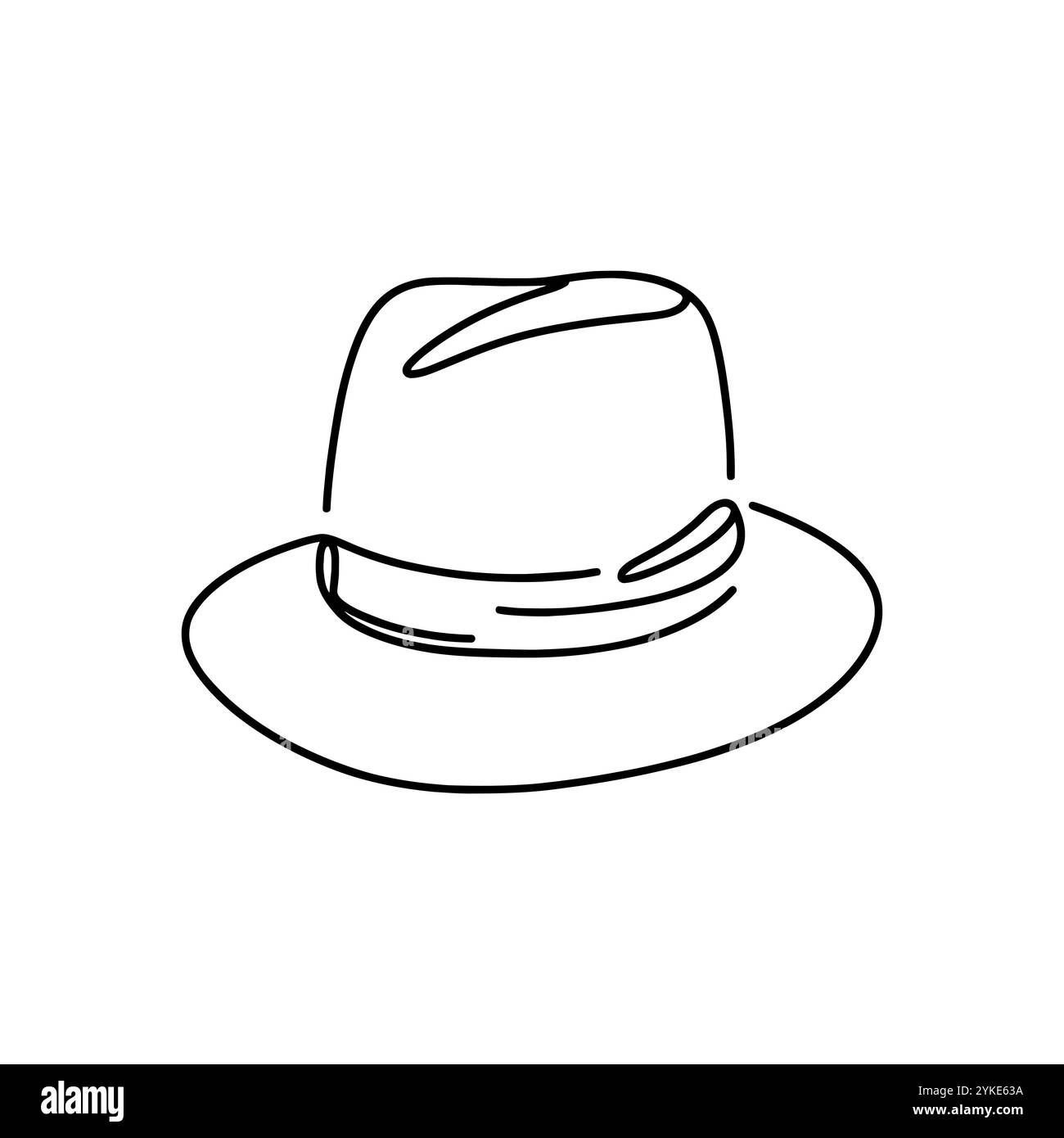 Elegant fedora hat icon. Black and white cartoon of a fedora hat ...