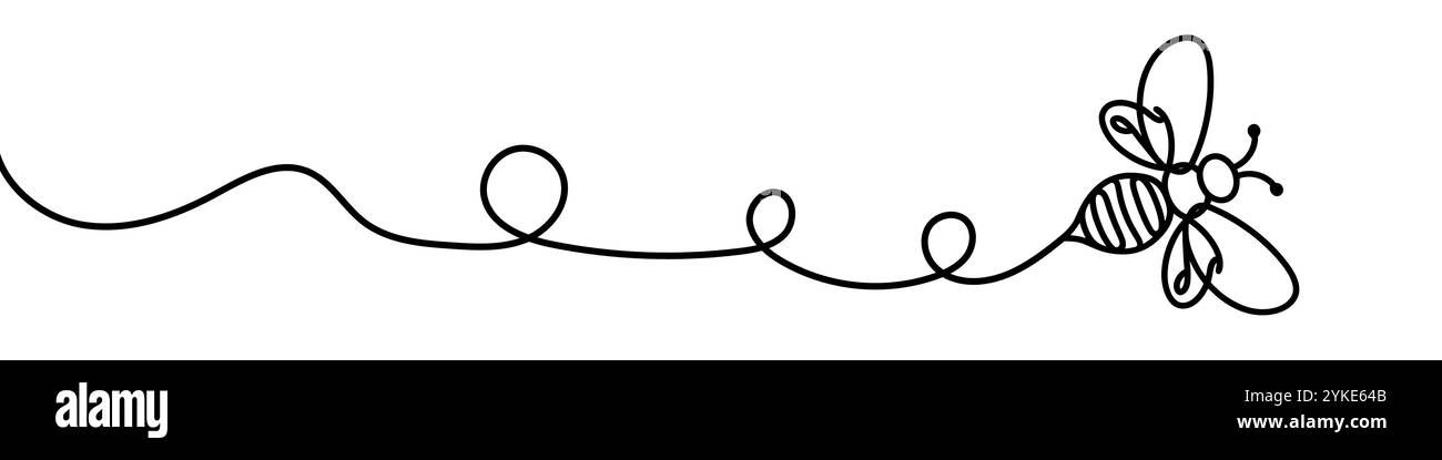 One continuous line illustration of a bee, isolated on white background ...