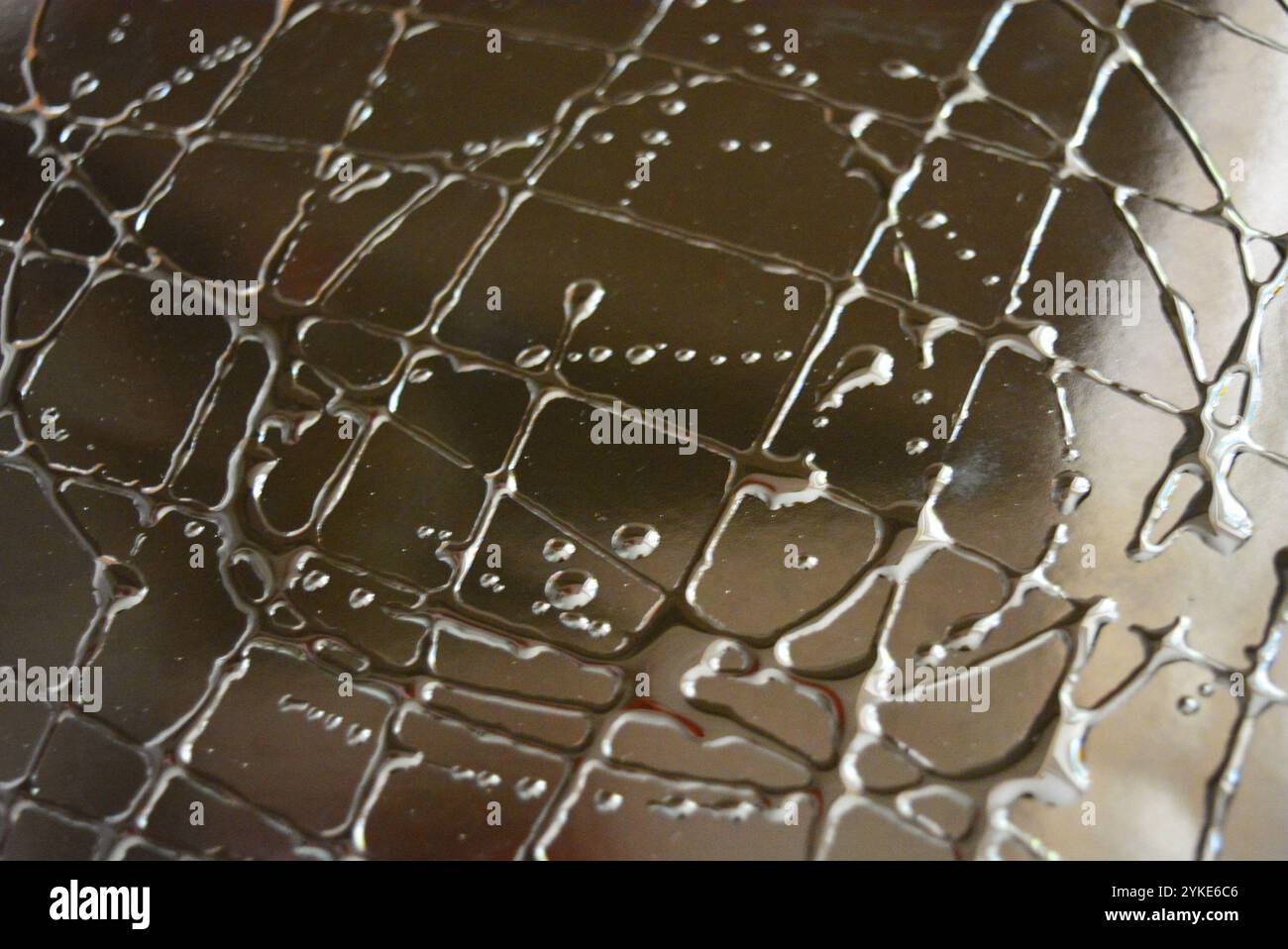 Metallic things, household items. Kitchen pan with a drop of vegetable ...