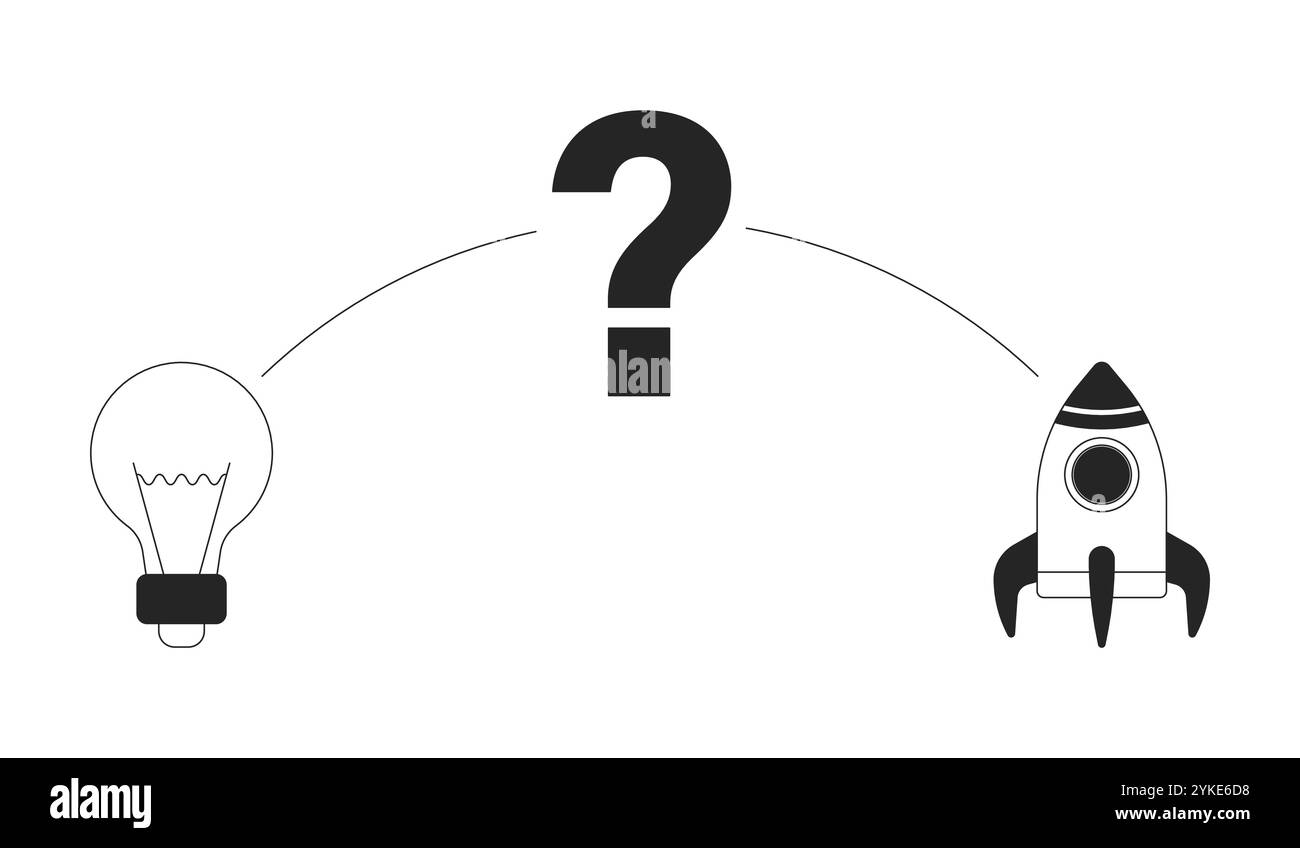 Way to realize creative business ideas black and white 2D line object ...