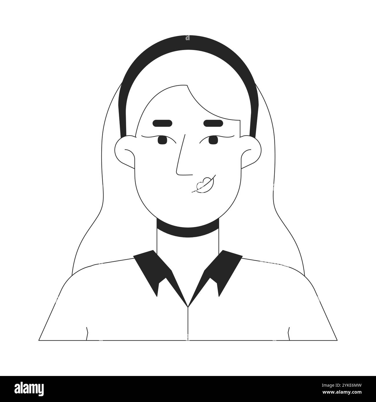 Blonde caucasian female office worker portrait black and white 2D line ...