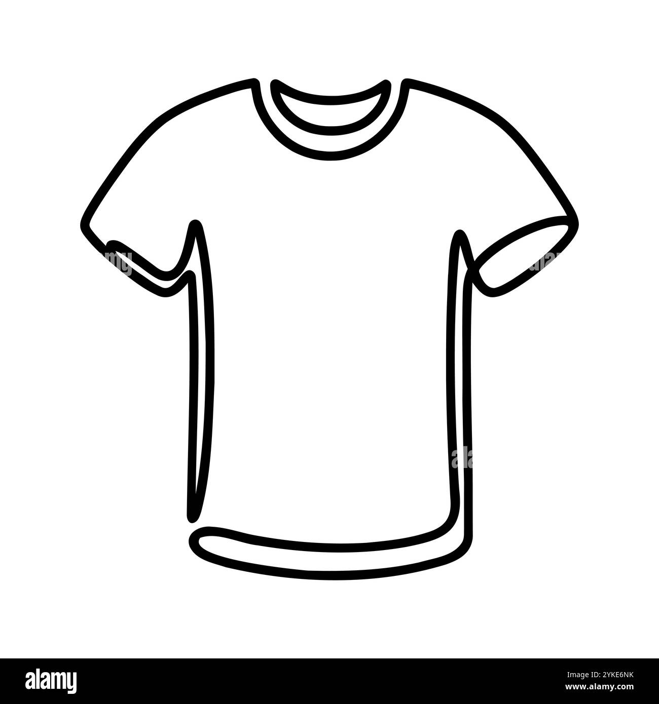 Linear t-shirt icon. Black and white image of a hand-drawn t-shirt ...
