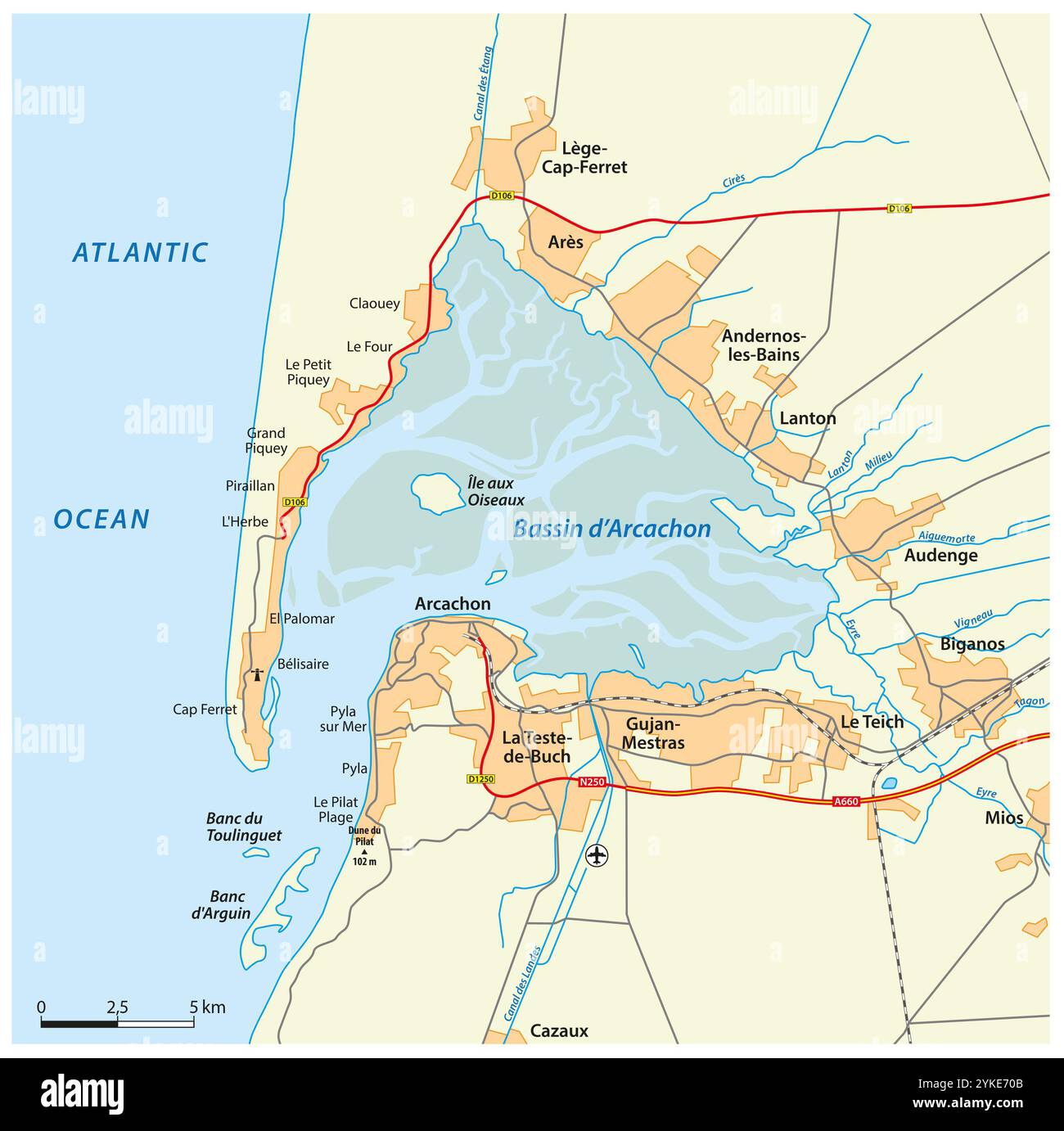 Arcachon vector outline map hi-res stock photography and images - Alamy
