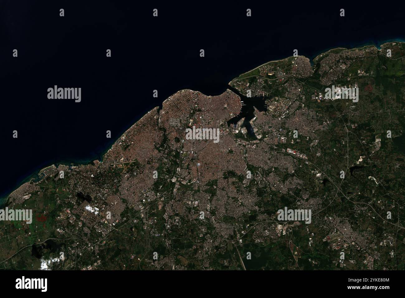 Havana in Cuba seen from space - contains modified Copernicus Sentinel ...