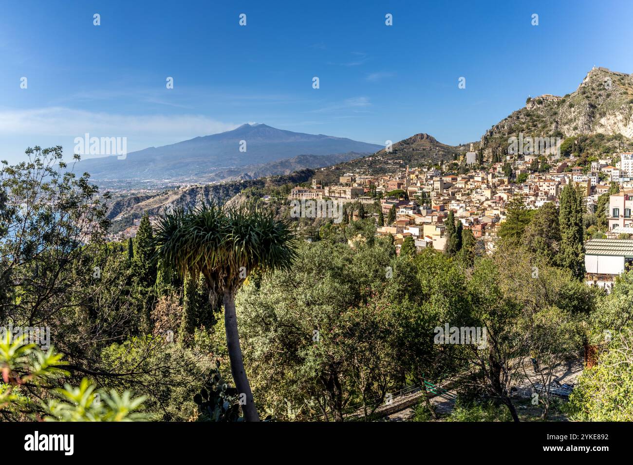 Panoramic view of the city of taormina hi-res stock photography and ...