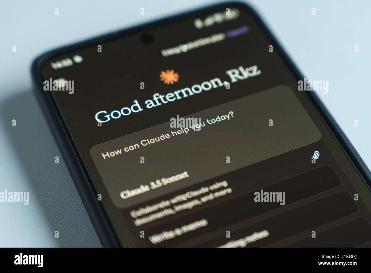 Claude AI app chatbot displayed on smartphone. Large language model ...