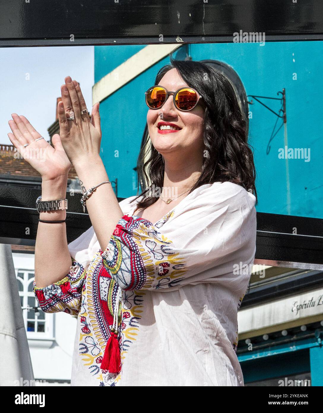 The opening day of the UK Brighton Festival, Fringe City, on New Road ...