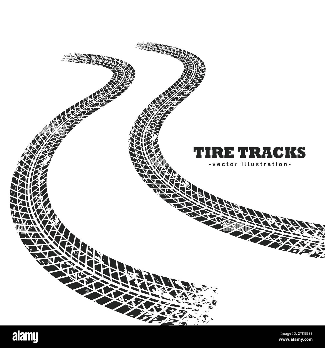 road tire tracks on white background in perspective Stock Vector Image ...