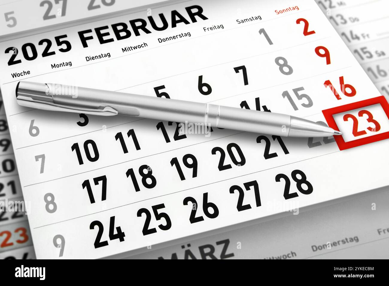 German calendar 2025 February 23 Monday Tuesday Wednesday Thursday ...