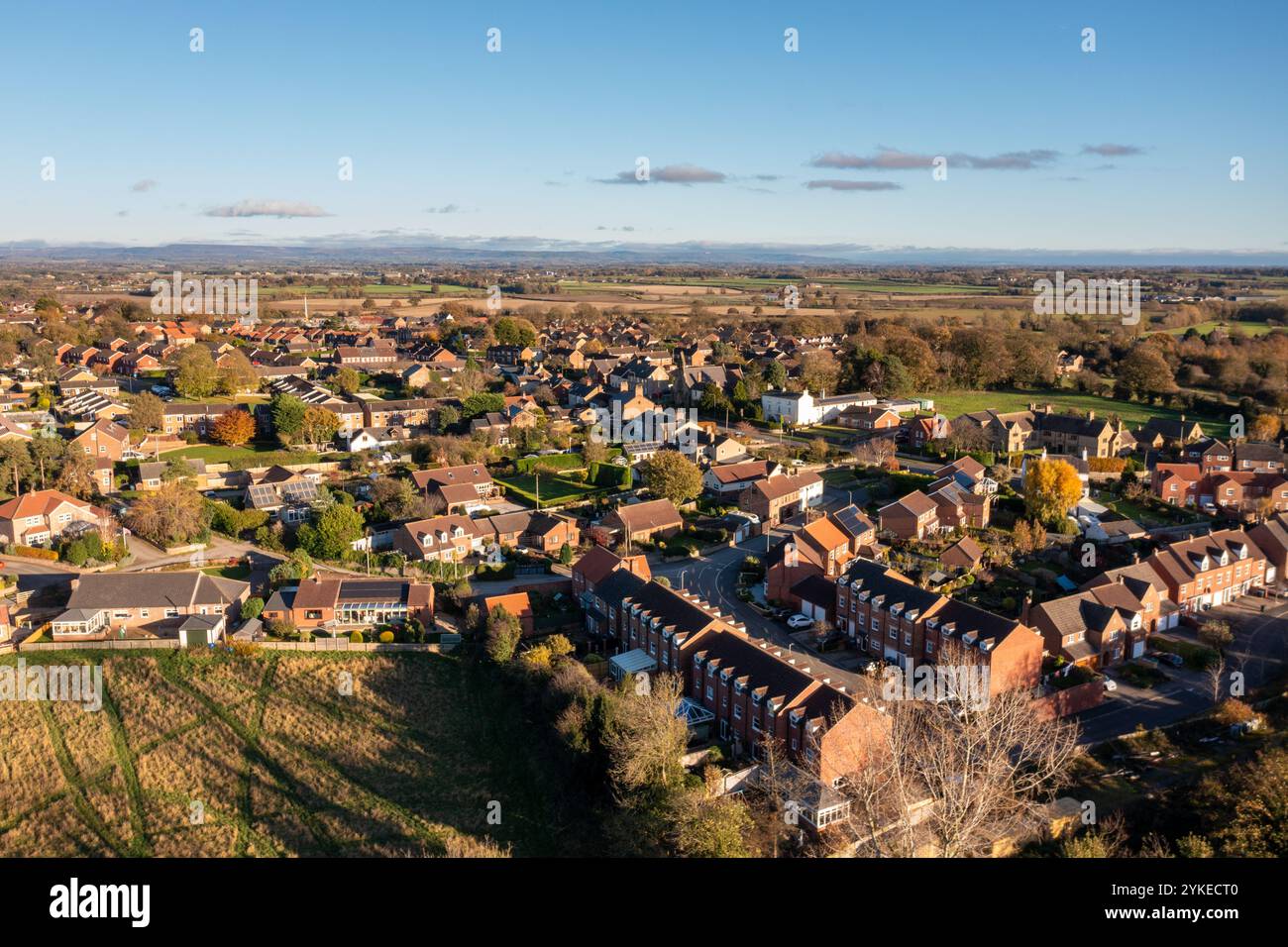 Aerial photo of the beautiful British town of Bedale which is a market ...