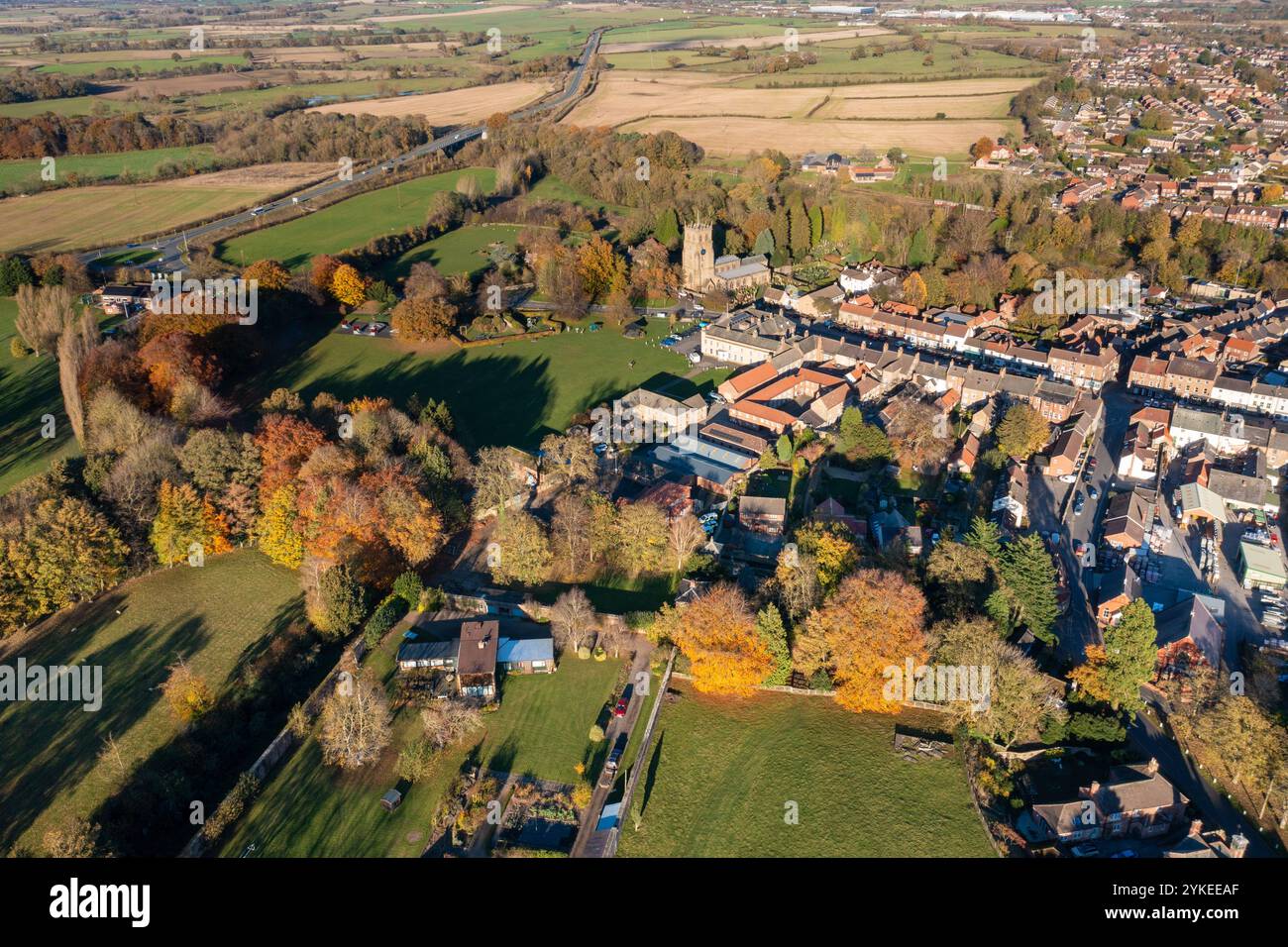 Aerial photo of the beautiful town of Bedale which is a market town in ...
