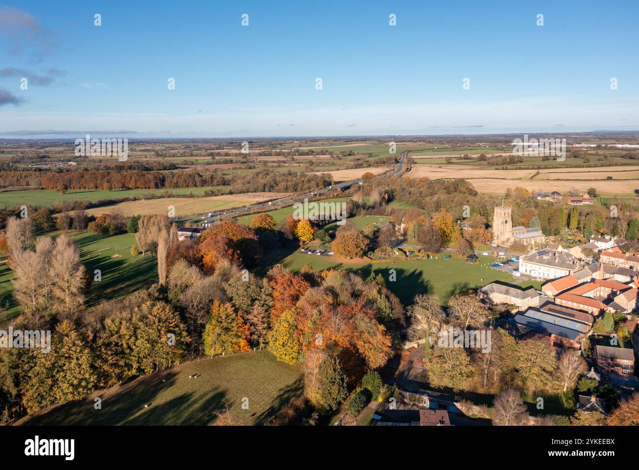 Aerial photo of the beautiful town of Bedale which is a market town in ...