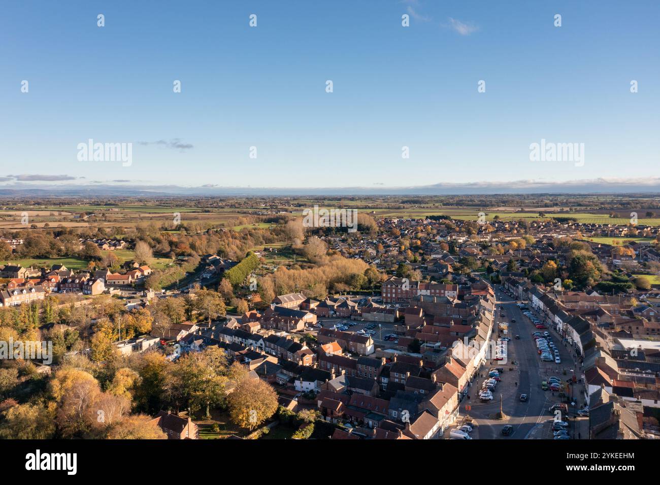 Aerial photo of the beautiful British town of Bedale which is a market ...