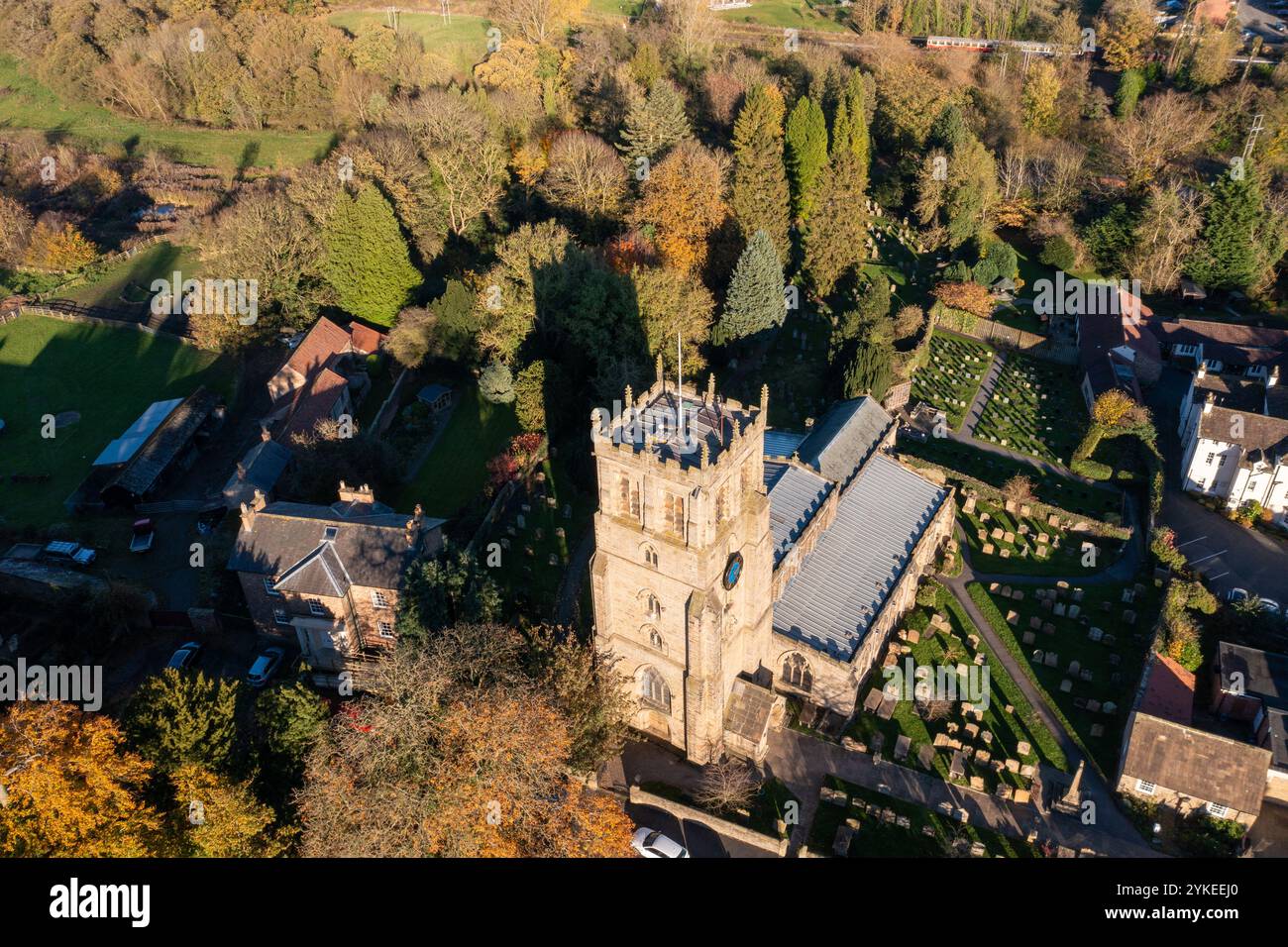 Aerial photo of the beautiful British town of Bedale which is a market ...