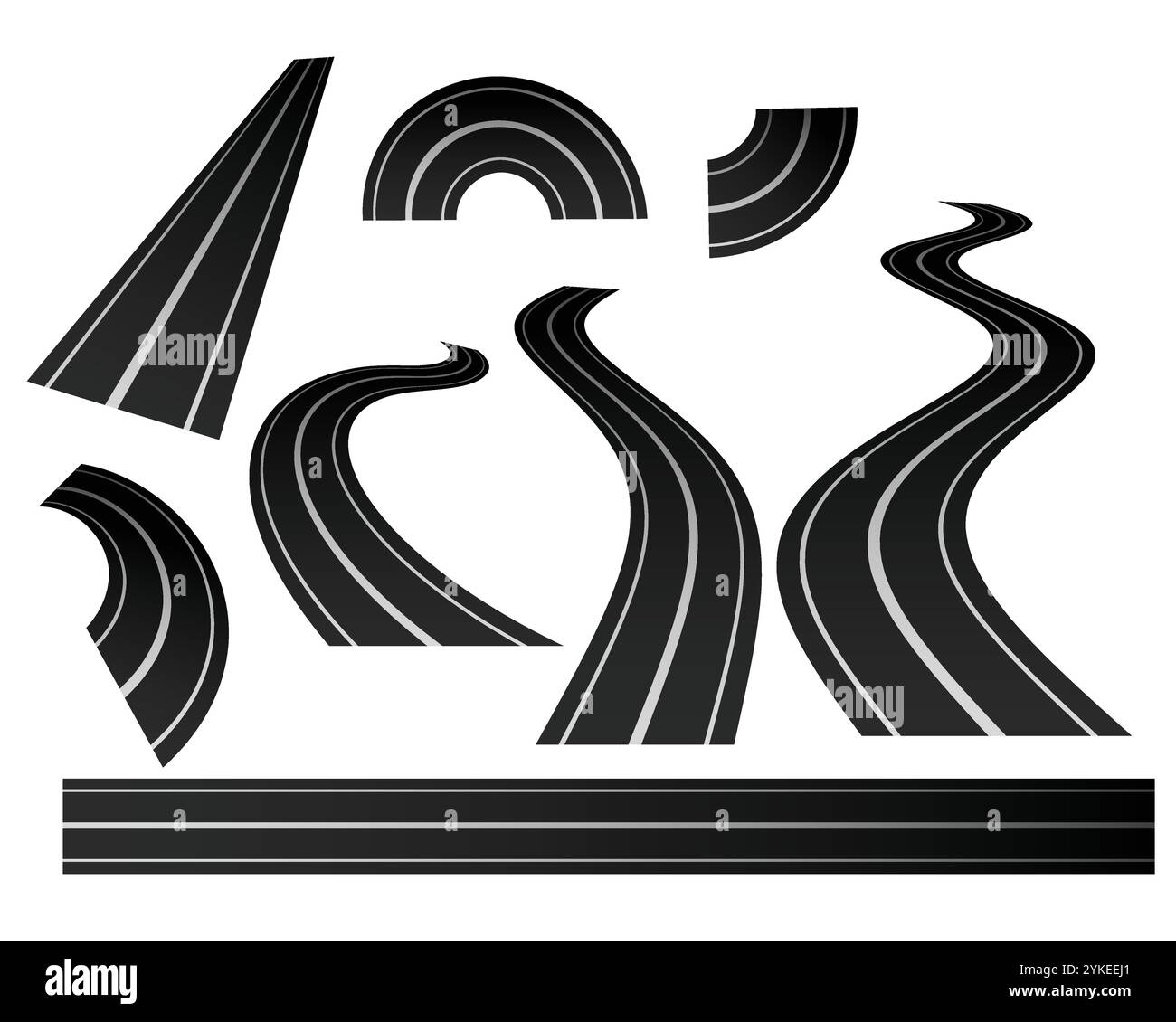 curved winding road direction set Stock Vector Image & Art - Alamy