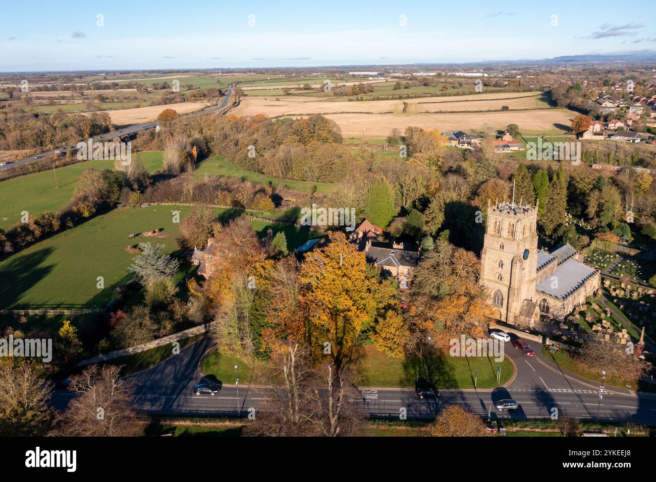 Aerial photo of the beautiful town of Bedale which is a market town in ...
