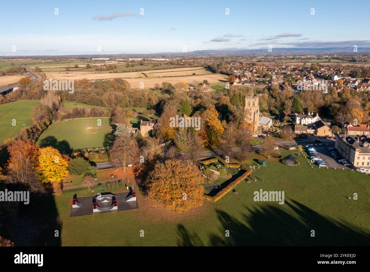 Aerial photo of the beautiful town of Bedale which is a market town in ...