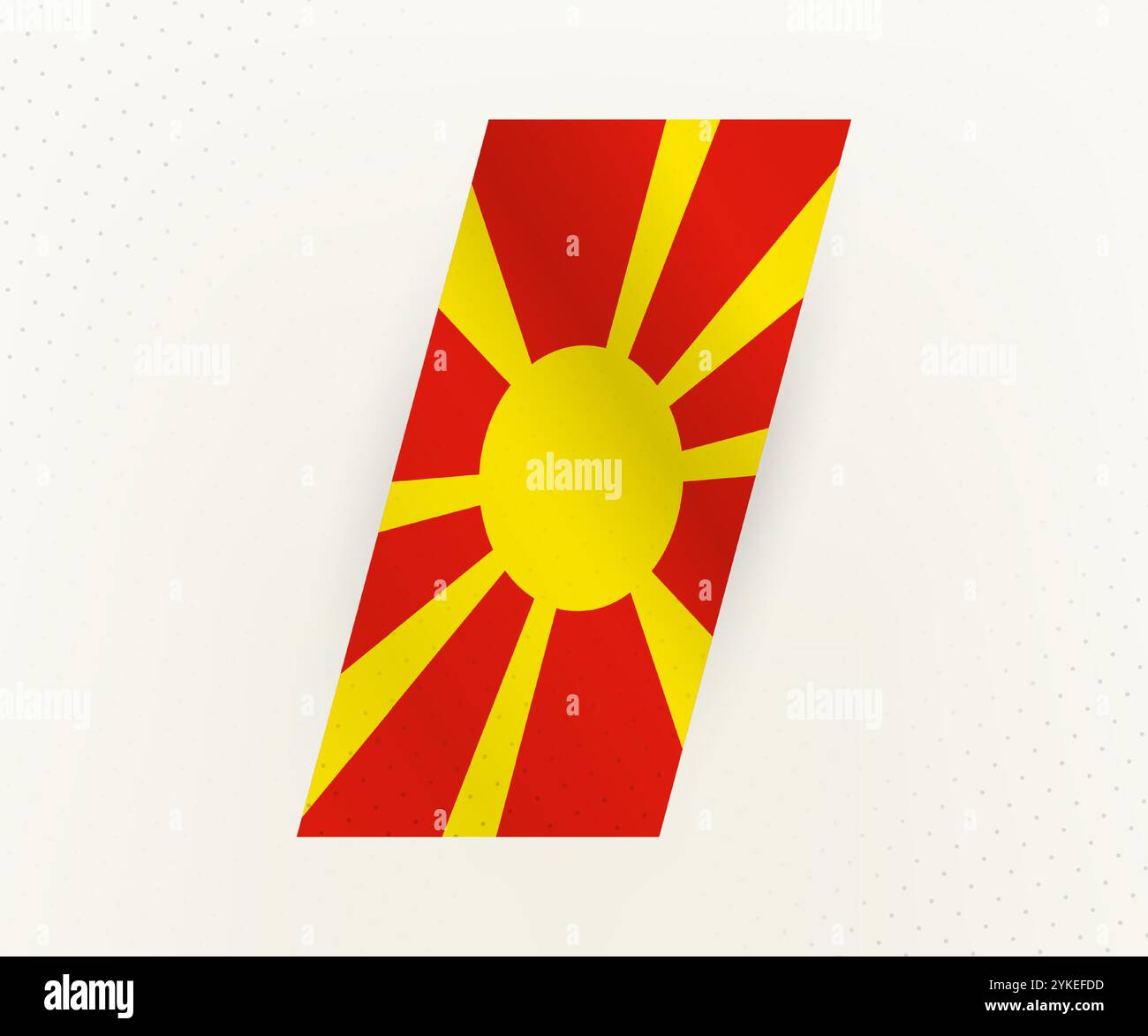 Abstract modern vertical flag of North Macedonia on beige background ...