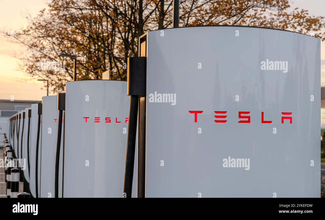 Tesla charging station equipped with the latest generation of ...