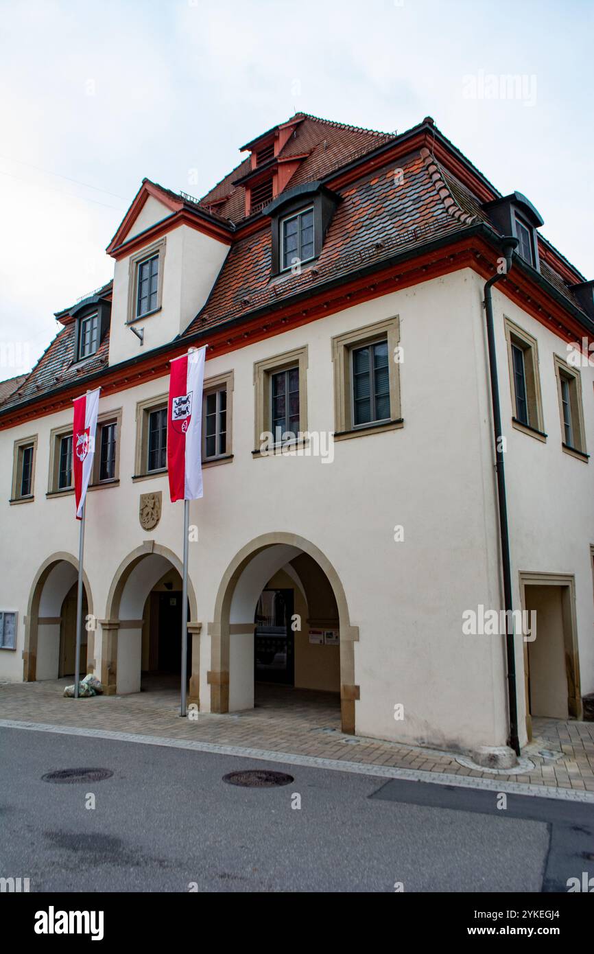 The townhall of Forchtenberg, a city in Germany, Hohenlohe next to ...
