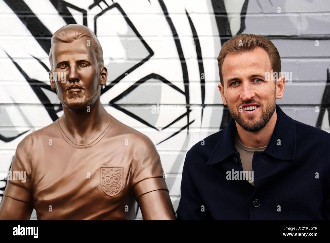 Harry Kane during the unveiling of a statue of himself at The Peter May ...