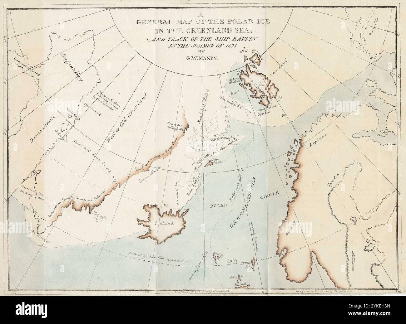 A general map of the polar ice in the Greenland Sea, and track of the ...